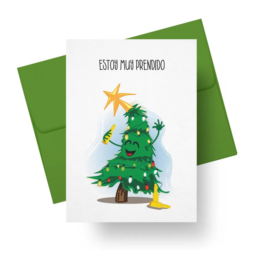Estoy Muy Prendido - Christmas Tree – Paper Tacos Spanish Greeting Cards