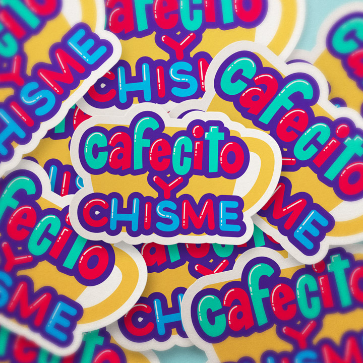 Cafecito y Chisme Sticker – Paper Tacos Spanish Greeting Cards