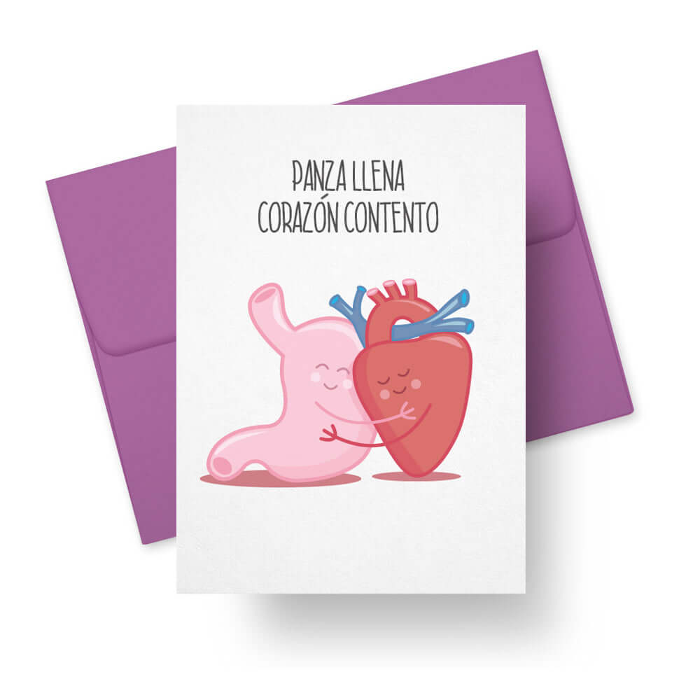 Panza llena corazón contento – Paper Tacos Spanish Greeting Cards